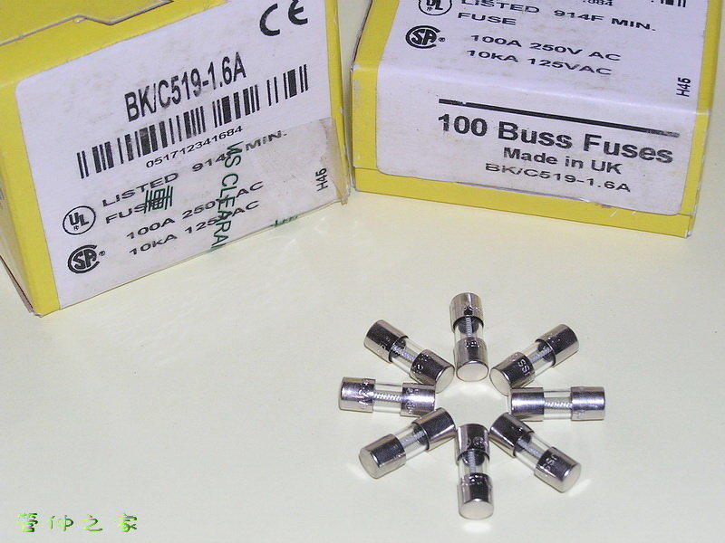 【保險絲】美國 BUSSMANN 1.6A / 250V 5*15mm i玻璃保險絲〔C519 ,慢熔〕 | 露天市集 | 全台最大的網路購物市集