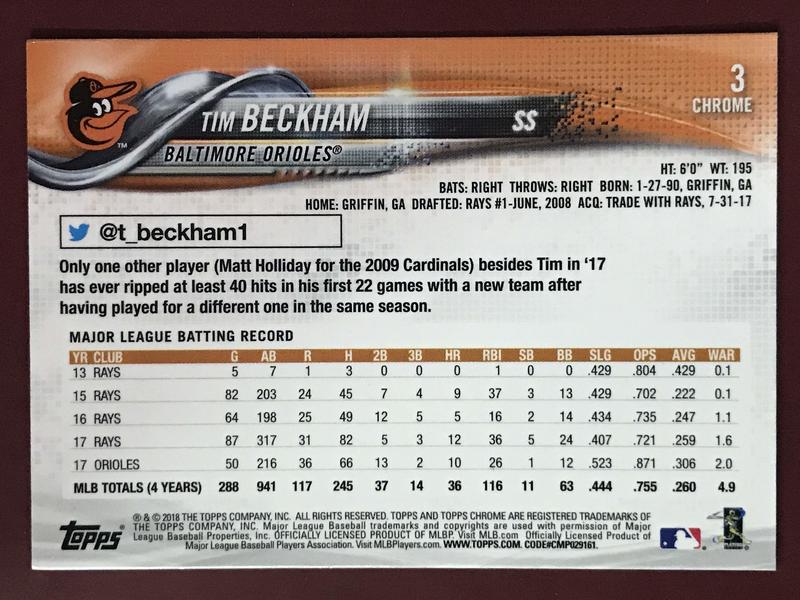 2018 Topps Chrome #3 Tim Beckham 金鶯隊 | 露天市集 | 全台最大的網路購物市集