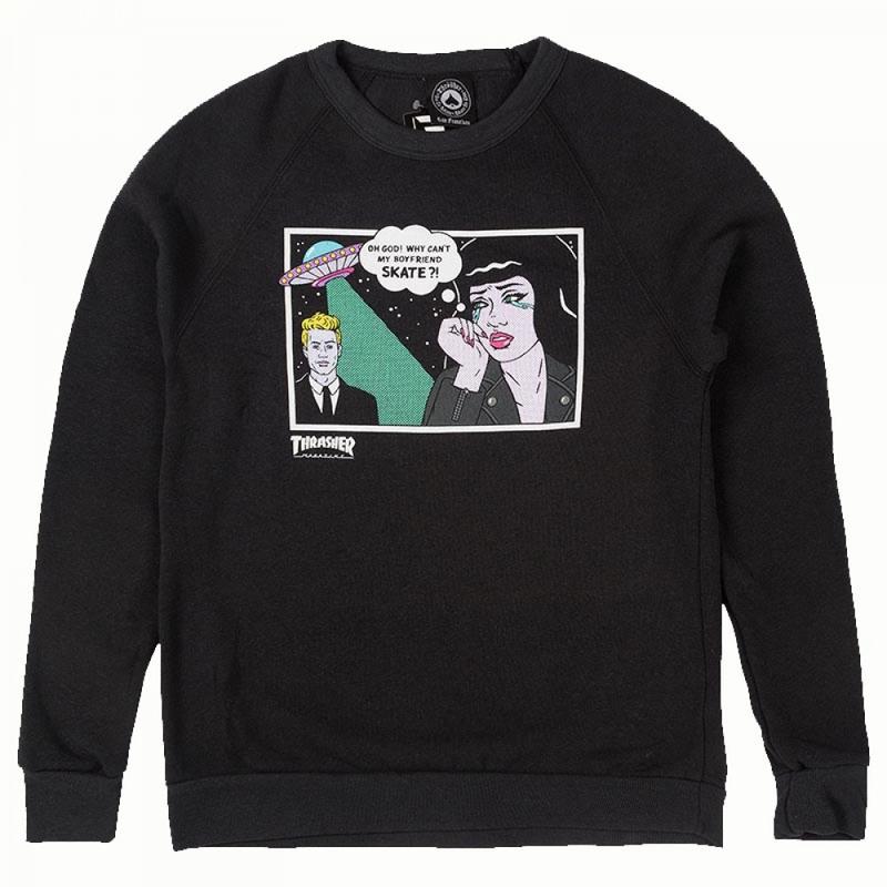 正品 爆款 美國潮流THRASHER x ROBIN "天啊！為什麼我的外星人男朋友不會玩滑板" 嘻哈 黑色 M號 | 露天市集 | 全台最大 ...