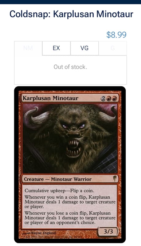 魔法部屋MTG單卡售CSP 驟霜 Karplusan Minotaur 卡普路桑牛頭怪 【英文NM優卡】湊套 | 露天市集 | 全台最大的網路購物市集