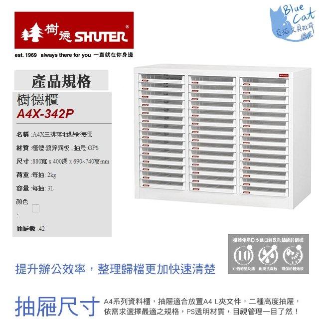 【不可超商取貨】公文櫃/資料櫃/置物櫃【BC01083】A4X-342P/A4X三排落地型樹德櫃《樹德》【藍貓】 | 露天市集 | 全台最大的網路購物市集