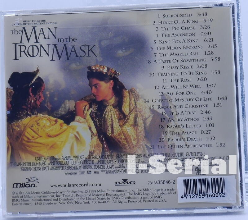 全新美版/ 鐵面人 電影原聲帶CD / The Man In The Iron Mask | 露天市集 | 全台最大的網路購物市集
