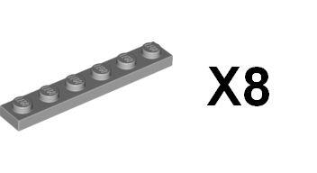 全新LEGO樂高薄板 3666 4211438 淺灰色 Plate 1x6 (8個) B01 B12 | 露天市集 | 全台最大的網路購物市集