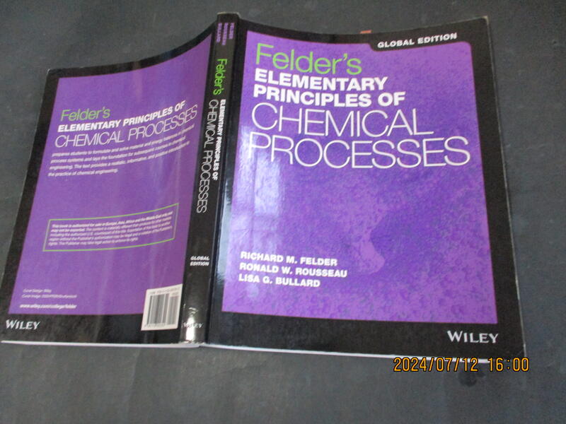 Felder's Elementary Principles of Chemical Processes 4e 少許劃記 | 露天市集 | 全 ...