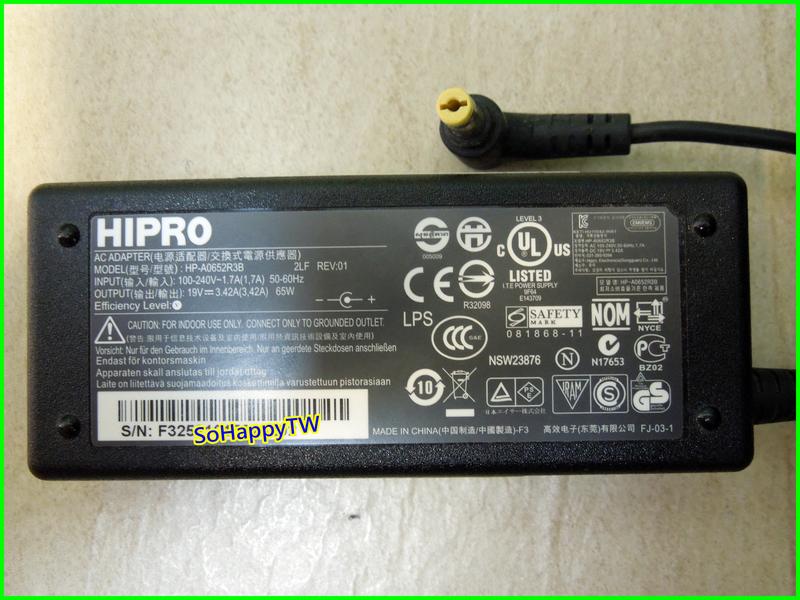 acer HIPRO HP-A0652R3B 變壓器 19V 3.42A 65W revo R3700 N282G | 露天市集 | 全台最大 ...