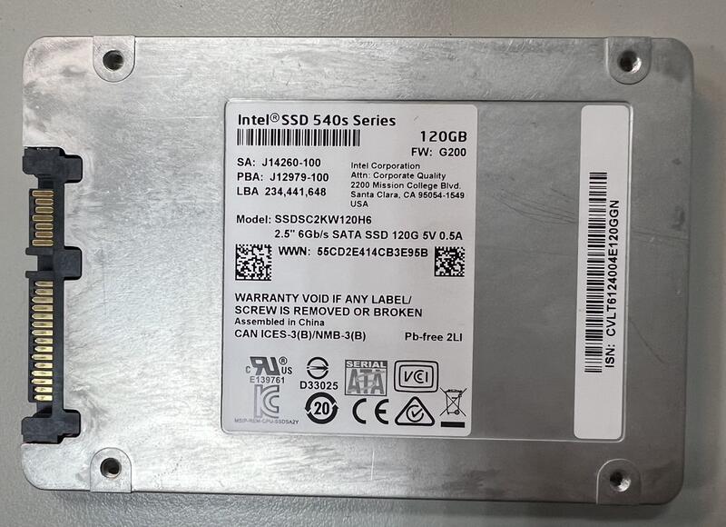 Intel SSD 540S Series 120G SSD SATA 2.5吋 固態硬碟 SSDSC2KW120H6 | 露天市集 | 全台最大的網路購物市集