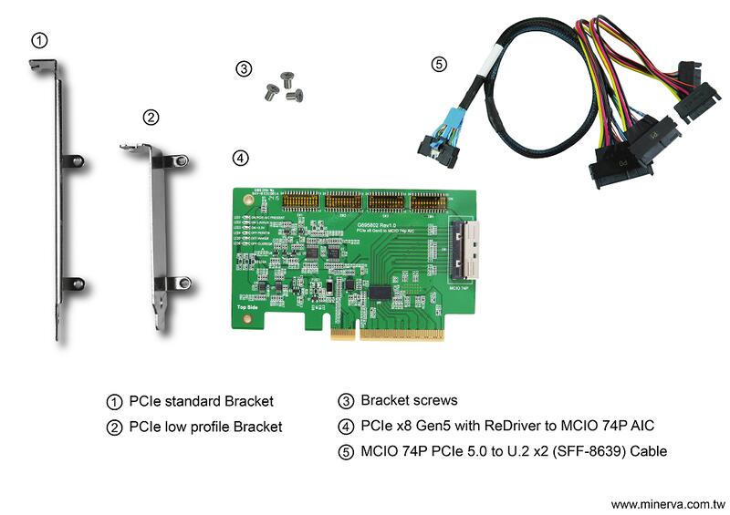 PCIe x8 Gen 5 with ReDriver to MCIO 74P+MCIO to U.2x2 cable | 露天市集 | 全台 ...