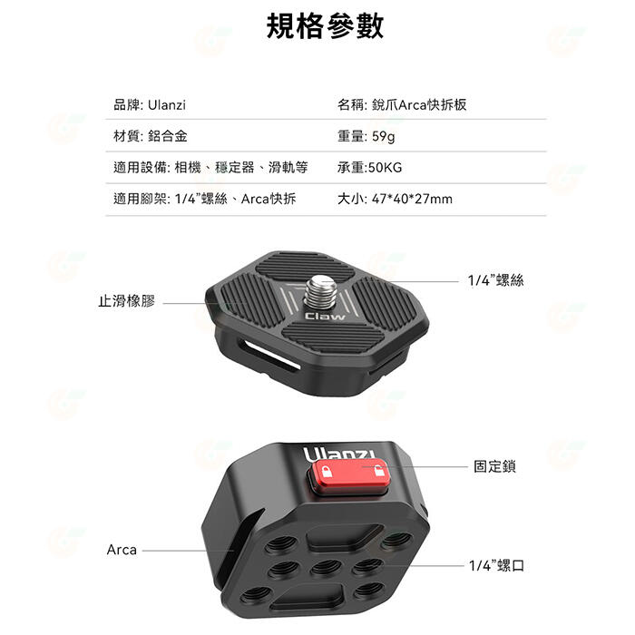 Ulanzi Claw 二代銳爪 快拆 套組 2333 公司貨 (含快拆板及底座) Arca 滑槽底座 | 露天市集 | 全台最大的網路購物市集