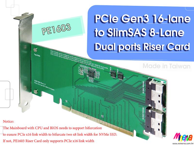 PE1603-PCIe Gen3 x16 for SFF-865 8i Dual ports Riser Card轉接卡 | 露天市集 | 全 ...