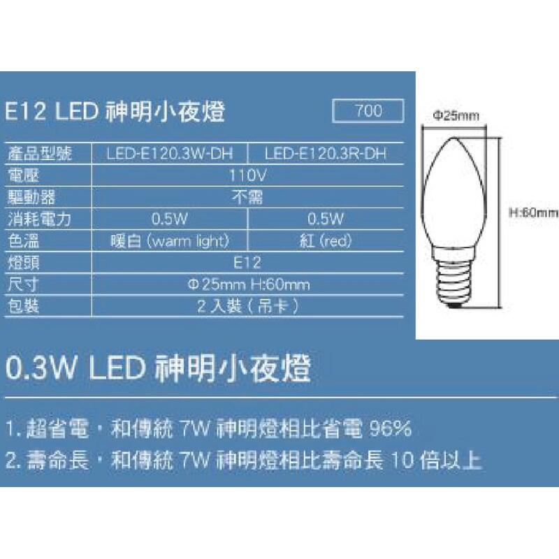 【舞光 E12 LED 小夜燈 2入組】燈泡 CNS認證 無藍光 神明燈 佛堂 另有 E27 E14 | 露天市集 | 全台最大的網路購物市集