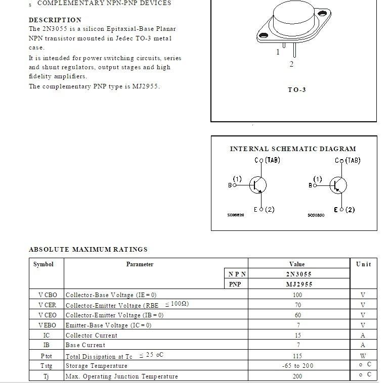 『正典UCHI電子』ST 大功率電晶體 PNP MJ2955 2N2955 115W 60V 15A TO-3 | 露天市集 | 全台最大的 ...