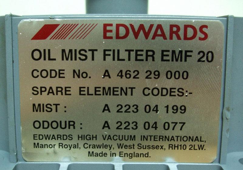 EDWARDS OIL MIST FILTER EMF20愛德華真空幫浦/真空機專用油霧過濾器25型(超優外匯品) | 露天市集 | 全台最大 ...