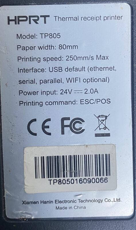 二手HPRT TP805 熱感式出單機/(自我測試有反應單機無配變壓器當報帳零件品) | 露天市集 | 全台最大的網路購物市集