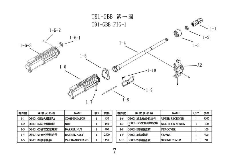 【OB工作室】-國魂T91系列-T91(標準版)上槍身組合件 | 露天市集 | 全台最大的網路購物市集