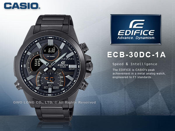 CASIO EDIFICE 卡西歐 ECB-30DC-1A 都會男錶 藍牙連線 黑鋼錶帶 ECB-30 國隆手錶專賣店 | 露天市集 | 全台最大的網路購物市集