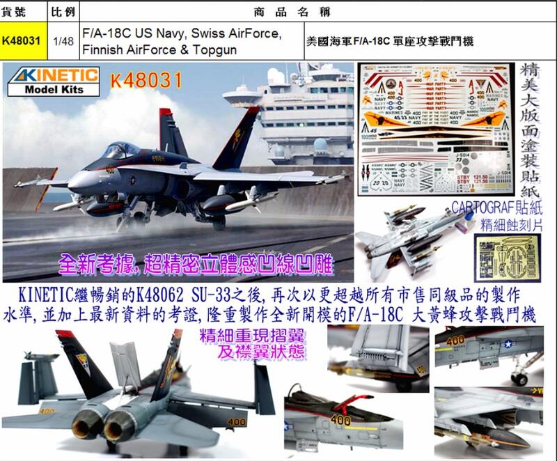 KINETIC 1/48 美國海軍 F/A-18C #K48031 | 露天市集 | 全台最大的網路購物市集