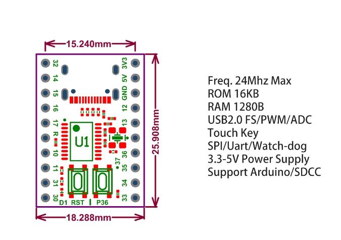 375 CH552 核心板 開發板 USB開發 Arduino 51最小系統板 ch552 wch | 露天市集 | 全台最大的網路購物市集