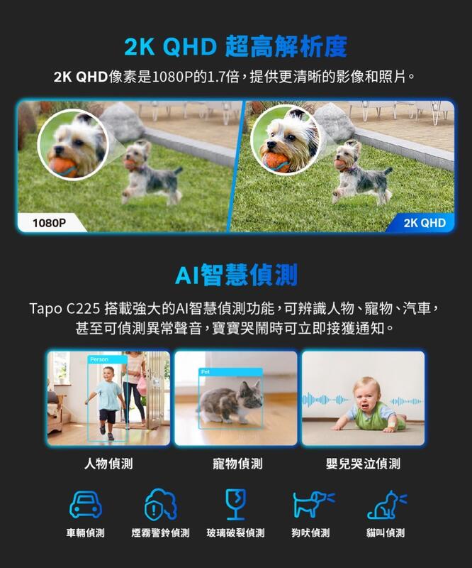 【全新公司貨開發票】TP-Link Tapo C225 V2 AI智慧無線網路攝影機 監視器IPCAM(真2K/400萬 | 露天市集 | 全 ...