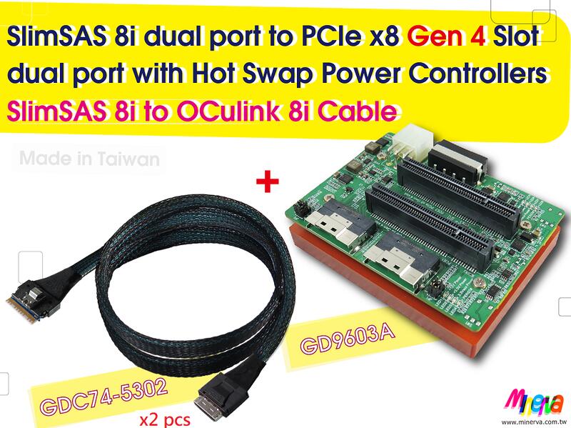 SlimSAS 8i to PCIe x8 Gen4+Hot Swap Power+SlimSAS to OCulink | 露天市集 | 全 ...