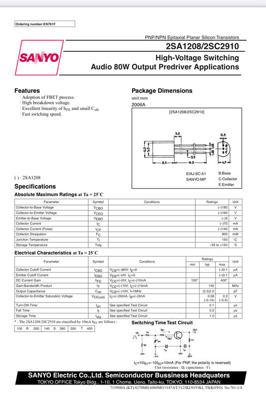 2SC2910電晶體SANYO可和A1208配對 | 露天市集 | 全台最大的網路購物市集