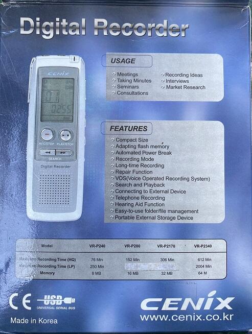 二手韓國制Cenix VR-P280 數位錄音筆(初步測試可以錄音歡迎自取 | 露天市集 | 全台最大的網路購物市集
