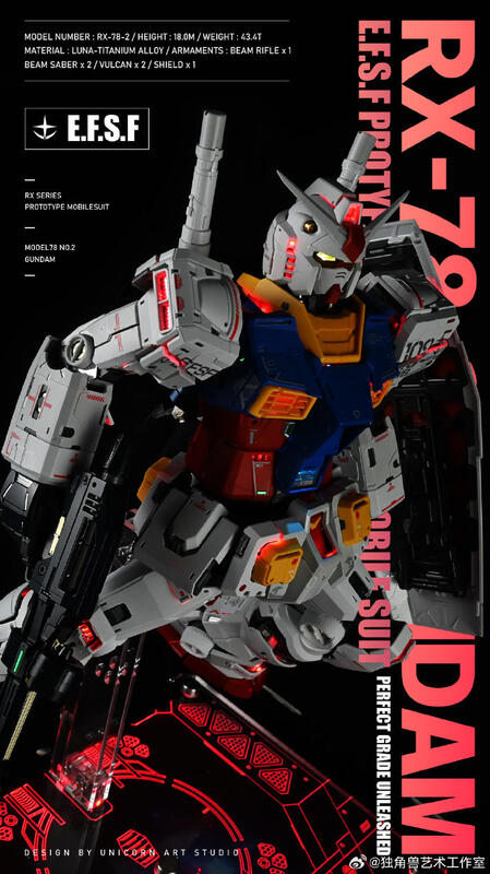 UA牌 1/60 PGU 初鋼 元祖RX-78-2 全身燈組 全身63處發光可遙控變色 獨角獸藝術工作室 | 露天市集 | 全台最大的網路購物市集