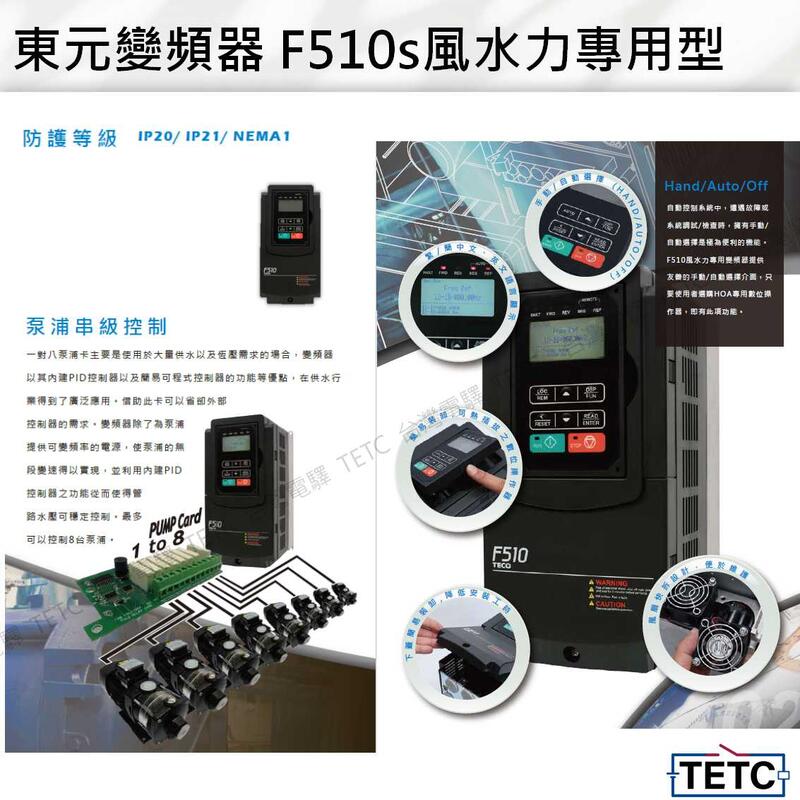 TECO 東元 變頻器 F510s 系列 風水力專用型 馬達 驅動器 #電控小玩咖 | 露天市集 | 全台最大的網路購物市集