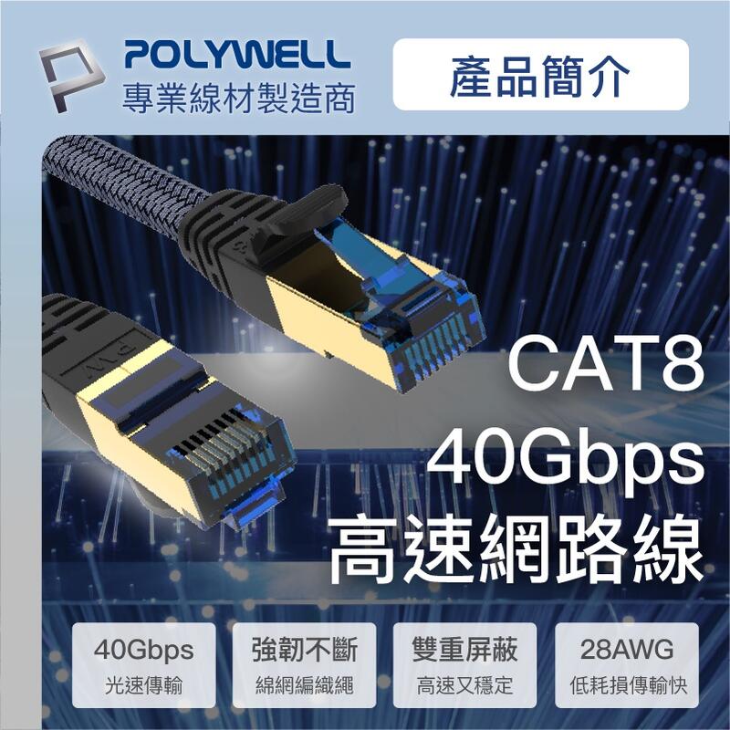 POLYWELL CAT8 超高速網路線 多規格 40Gbps RJ45 福祿克認證 寶利威爾【BF0522】 | 露天市集 | 全台最大的 ...