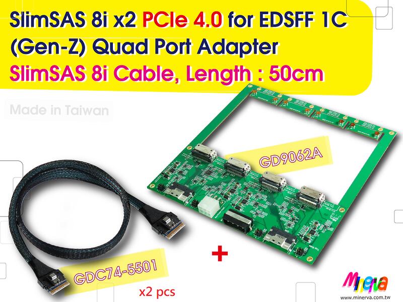 SlimSAS 8i x2 (SFF-8654) to EDSFF 1C x4 + SlimSAS 8i cable | 露天市集 | 全台最 ...