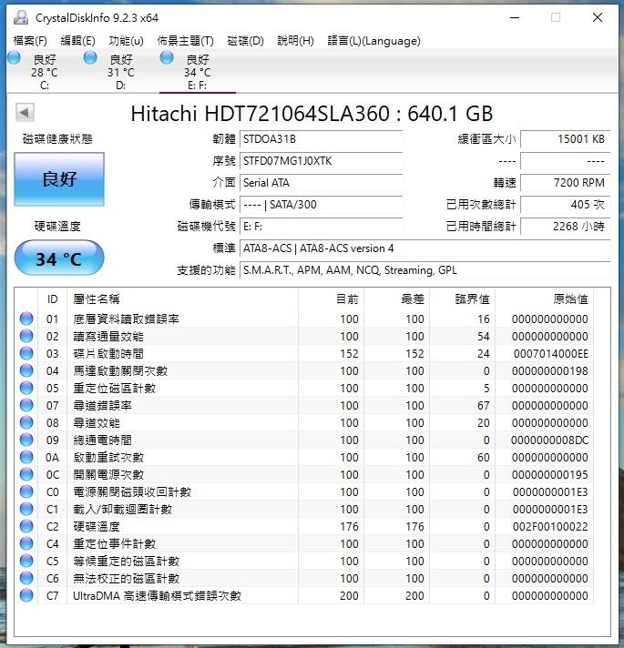 日立-640G_SATA介面_HDT721064SLA360_有測試圖有真相-(經嚴密測試.無壞軌) | 露天市集 | 全台最大的網路購物市集