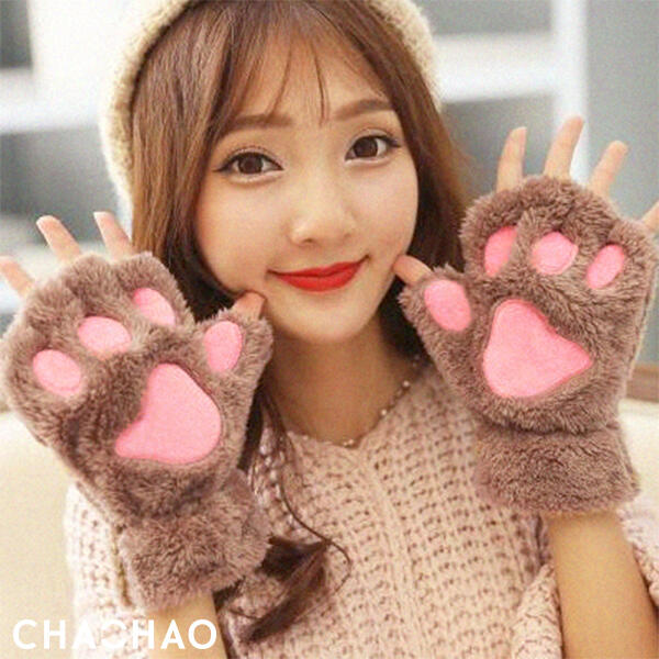超哥小舖【A7016】超療癒喵肉爪掌絨絨露指寒流保暖露 五指半指手套電腦打字滑手機 | 露天市集 | 全台最大的網路購物市集