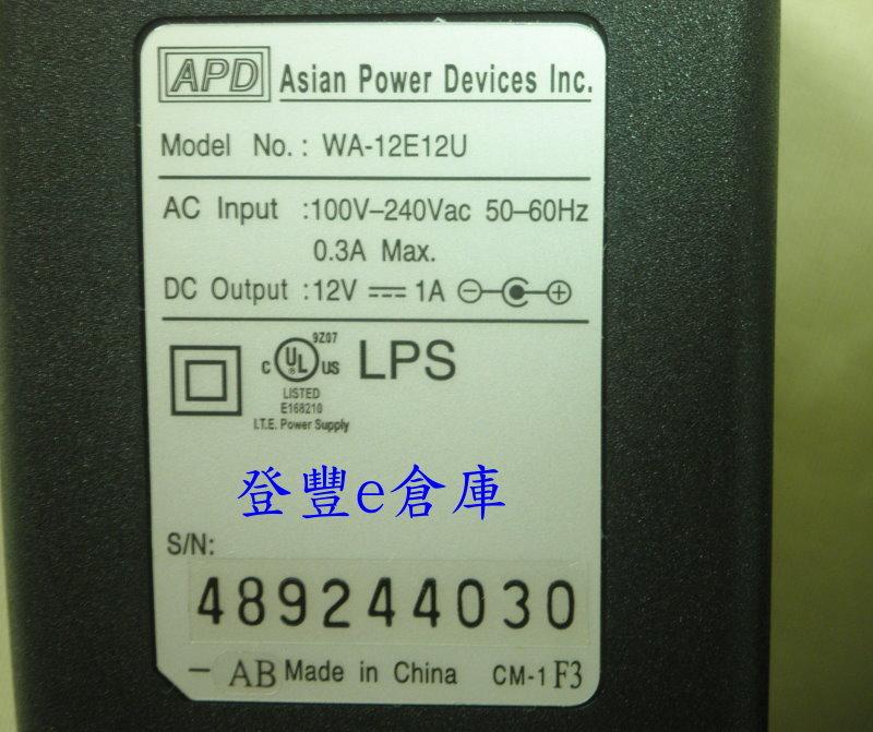 【登豐e倉庫】 電子式變壓器 APD WA-12E12U 12V 1A 符美規 電源線 50- | 露天市集 | 全台最大的網路購物市集