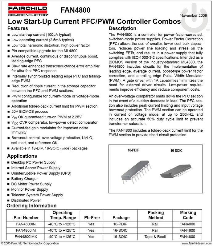 FAIRCHILD FAN4800IN (PFC+PWM) 功率因數修正 IC DIP-16 | 露天市集 | 全台最大的網路購物市集
