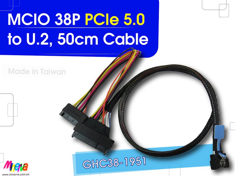 MCIO 38P PCIe 5.0 to U.2(SFF-8639), 50cm Cable | 露天市集 | 全台最大的網路購物市集