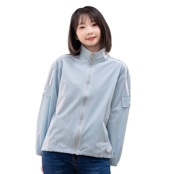 薄外套--J372韓版小清新肩部滾條字母布標點綴拉鍊薄款防曬外套(粉.藍XL-4L)-眼圈熊中大尺碼 | 露天市集 | 全台最大的網路購物市集