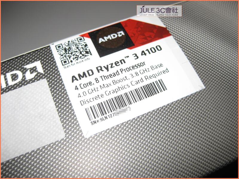 JULE 3C會社-超微AMD R3 4100 3.8~4.0GHz/4核8緒/無內顯/65W/全新盒裝/AM4 CPU | 露天市集 | 全 ...