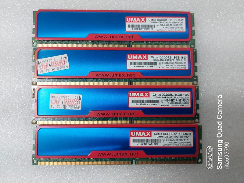 UMAX DDR3 1600 8G 記憶體 4支(共32G) | 露天市集 | 全台最大的網路購物市集