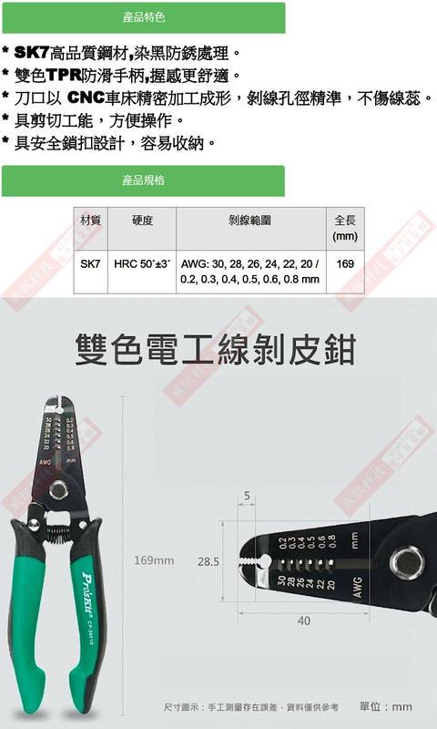 威訊科技 CP-3001D 寶工 Pro'sKit 雙色電子線剝皮鉗 AWG:20~30 / 0.2~0.8mm | 露天市集 | 全台最大的 ...