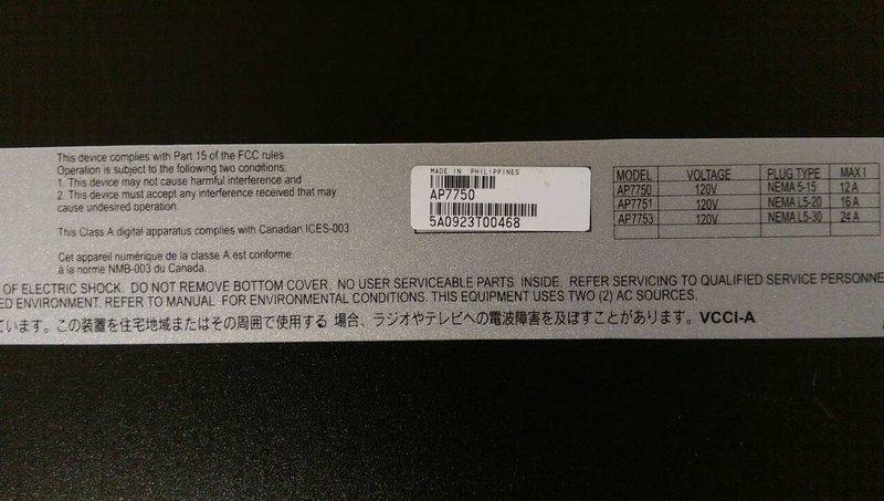 APC AP7750 AUTOMATIC TRANSFER SWITCH 120V 12A W/AP9617 UP 出清 | 露天市集 | 全 ...