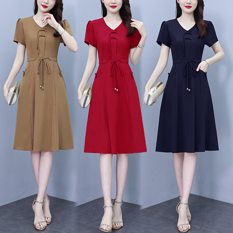 【pink girl】預購 春夏裝 #【胖MM】#【3色,M~5XL】MY1592#收腰顯瘦短袖洋裝 | 露天市集 | 全台最大的網路購物市集