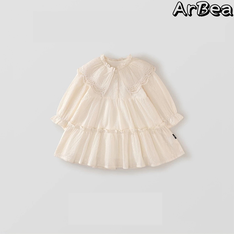 【Arbea】女童法式蕾絲蕾絲洋裝秋季新款兒童大翻領長袖公主裙【C1247】 | 露天市集 | 全台最大的網路購物市集