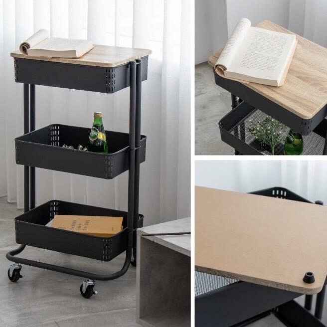 【方陣收納】ikloo工業風三層收納推車含木板BC379A 1入 | 露天市集 | 全台最大的網路購物市集