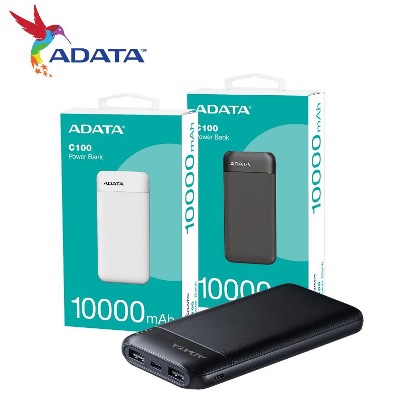 ADATA 威剛 C100 行動電源 10000mAh QC/PD 20W快充 薄型輕量化設計 公司貨 黑/白 | 露天市集 | 全台最大的網路購物市集