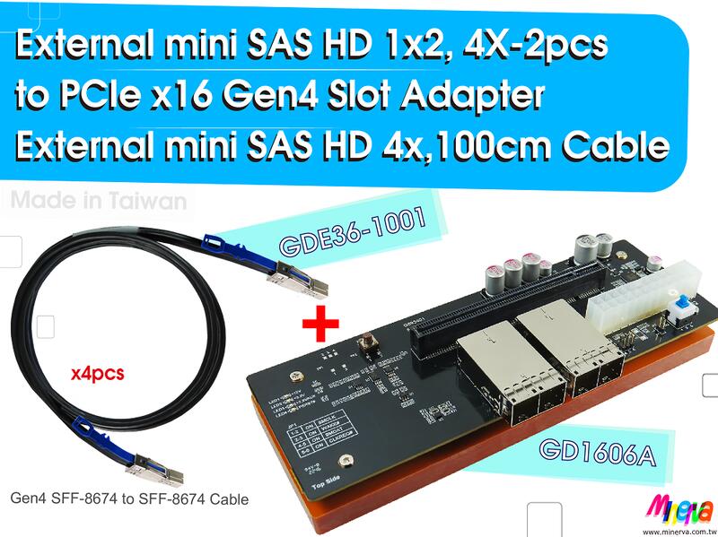 External mini SAS HD 8X-2pcs PCIe4.0 to PCIe x16 Slot+cable | 露天市集 | 全台 ...