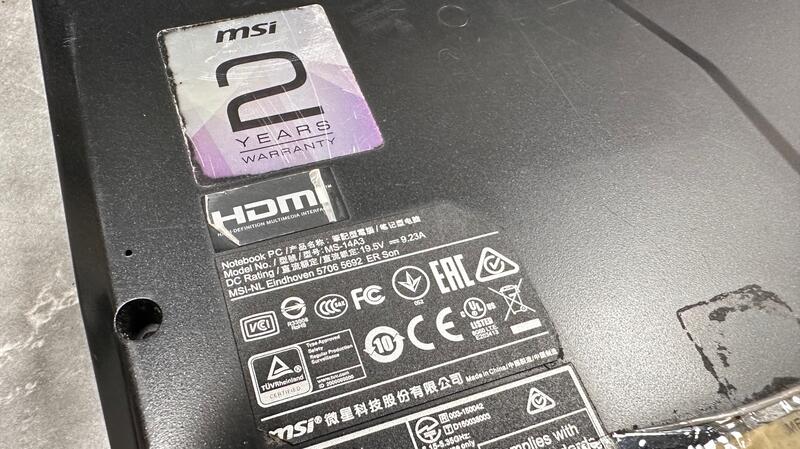 二手筆電零件機 微星MSI MS-14A3 i7 6代 15.6吋 不開機 D82 | 露天市集 | 全台最大的網路購物市集