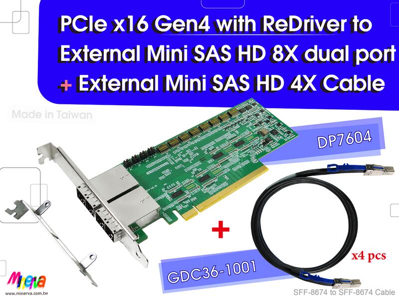 PCIe x16 Gen4 with ReDriver to External MINI SAS HD+cable | 露天市集 | 全台最大 ...