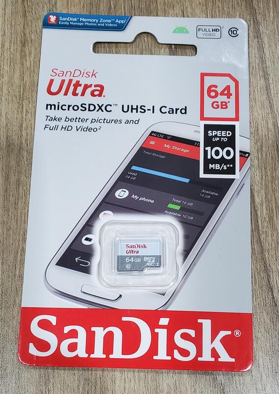 SanDisk 新帝 Micro-SD / TF Ultra 64G【Class10 / U1 / 100M】記憶卡 | 露天市集 | 全台最大的網路購物市集