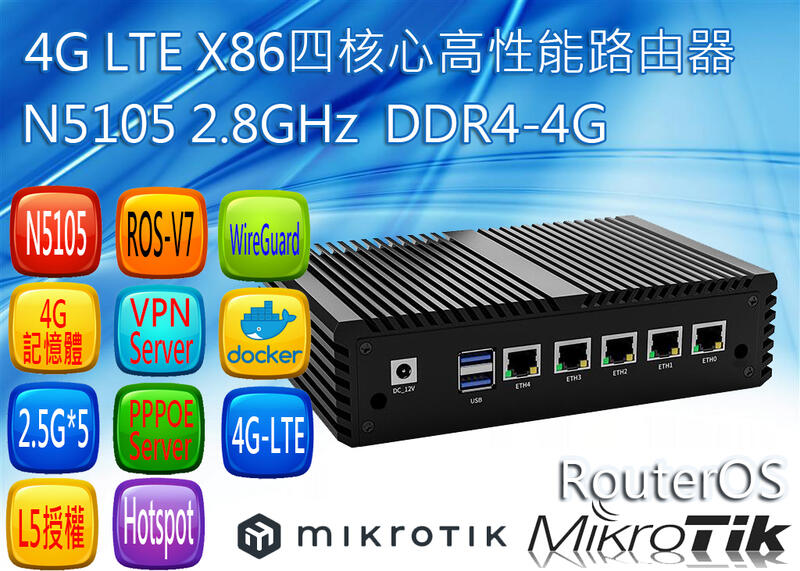 【RouterOS專業賣家】Intel X86 4G-LTE 高性能軟路由小主機2.5G器由器 N5105 2.8GHz | 露天市集 | 全 ...