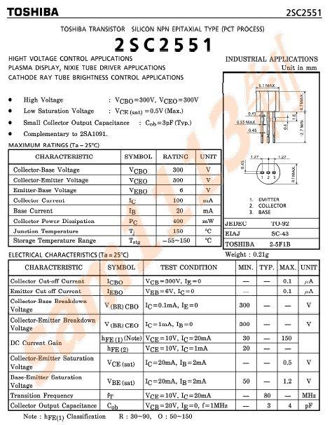 113電晶體 2SC2551 -O TO-92 TOSHIBA 0.1A 300V 高壓控制 C2551 >>10個 | 露天市集 | 全台最 ...