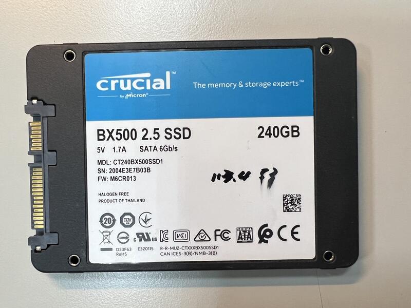 Micron 美光 Crucial BX500 240G SSD SATA 2.5吋 固態硬碟 | 露天市集 | 全台最大的網路購物市集